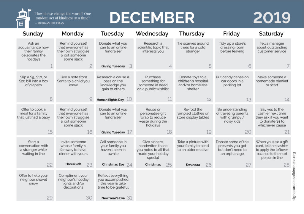 Kindness Calendars - Signature Acts of Kindness